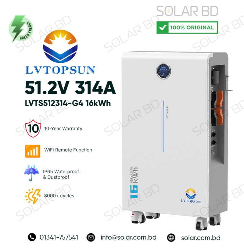 LVTOPSUN G4 51.2v 314A 16 kWh LiFePO4 Solar Energy Storage Battery ...