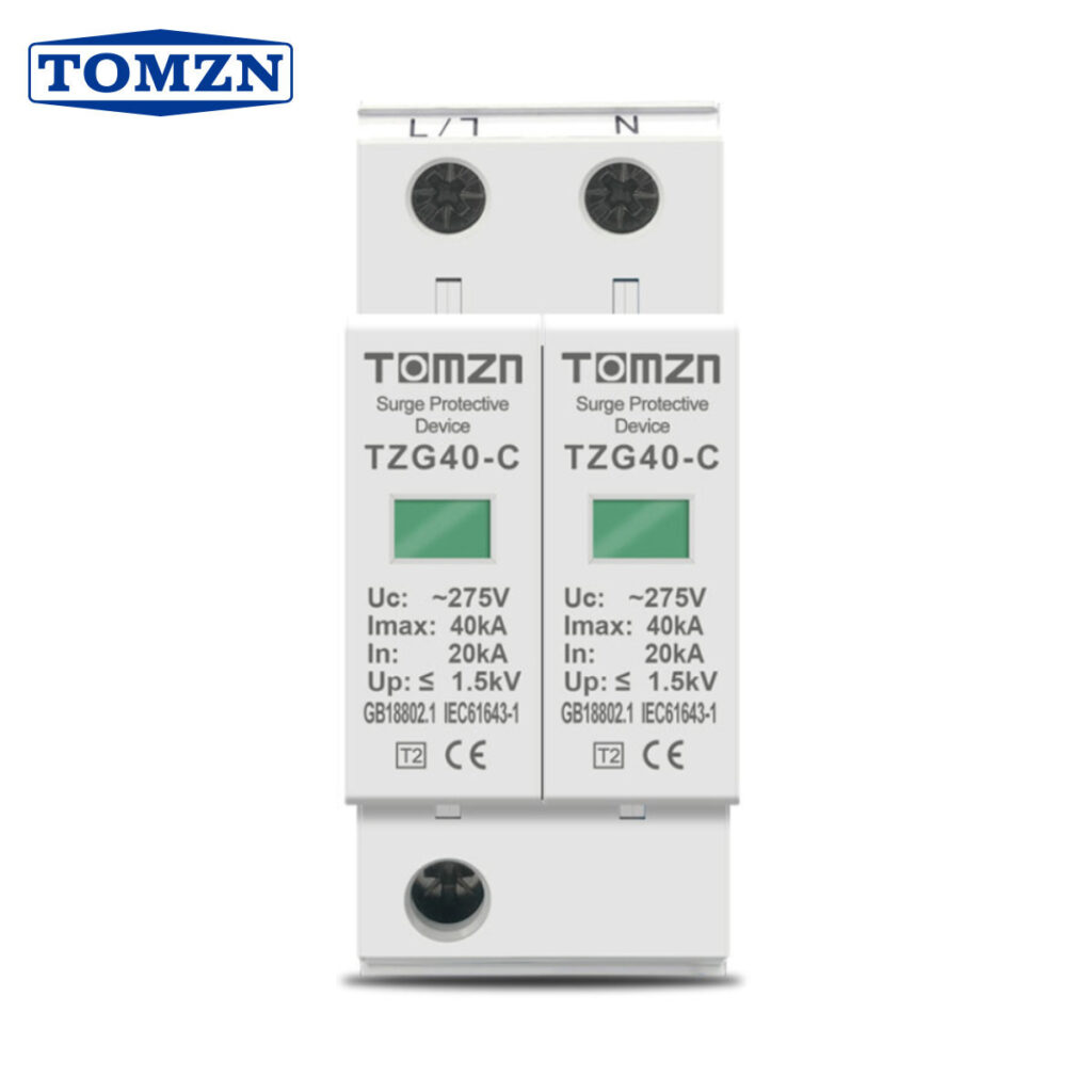 TOMZN TZG40-C 2P AC SPD 275V Surge Protector 20kA–40kA Low-voltage ...